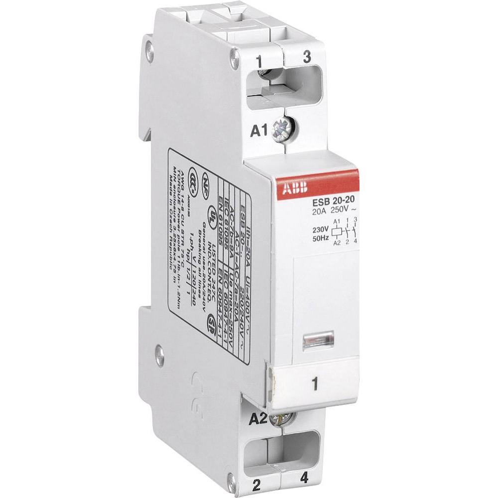 ABB Contactor, 250 V, 2 Pole, 2NO, DIN Rail, 20 A, 230 V - Oomipood