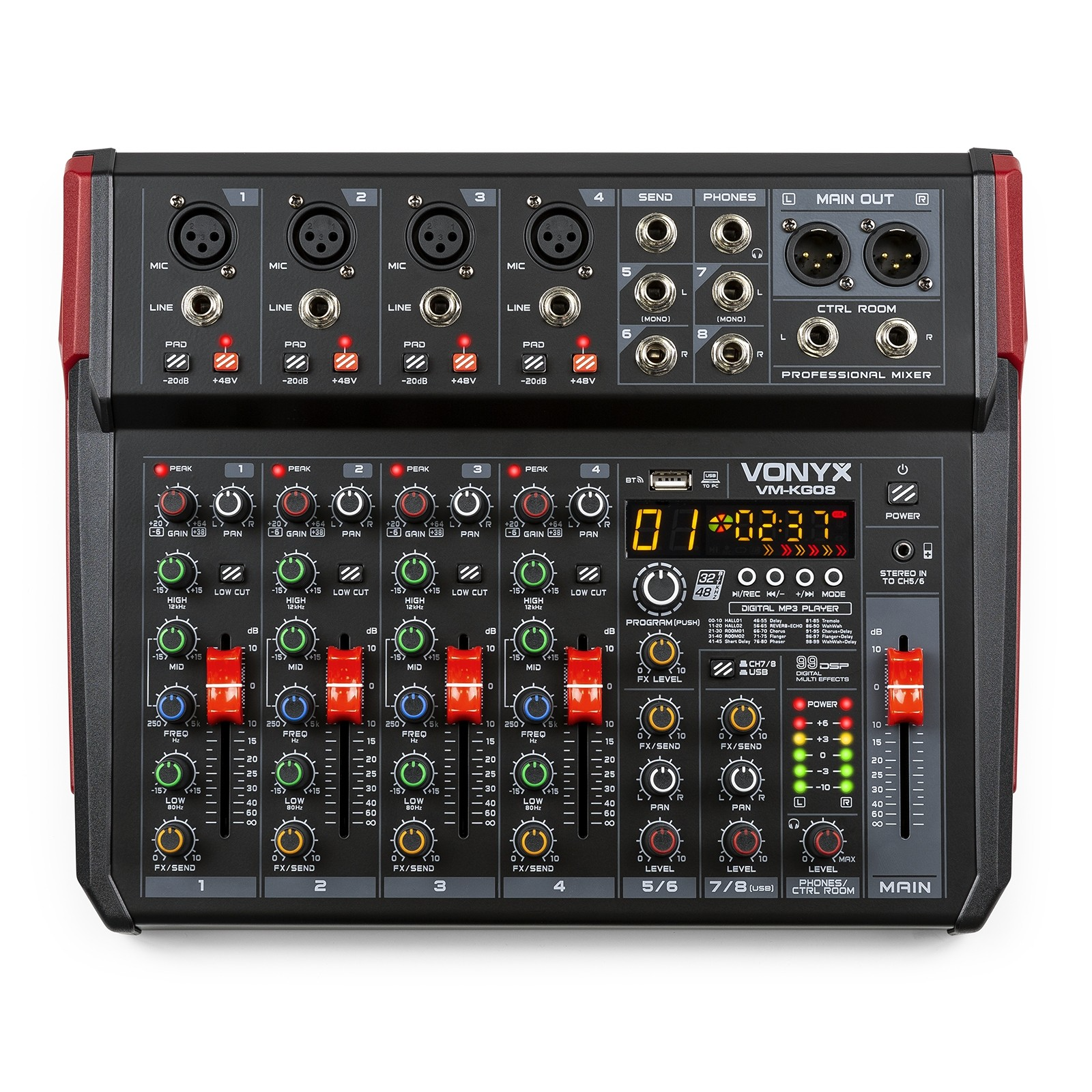VM-KG08 Music Mixer 8-Channel BT/DSP/USB Record - Oomipood